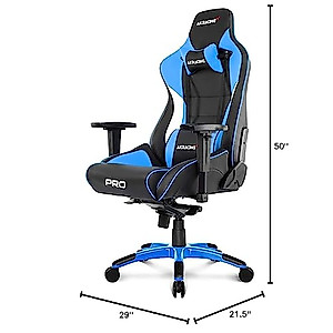 AKRacing Masters Series Pro Luxury XL Gaming Chair with High Backrest, Recliner, Swivel, Tilt, 4D Armrests, Rocker & Seat Height Adjustment Mechanisms, 5/10 Warranty,Blue - AK-PRO-BL
