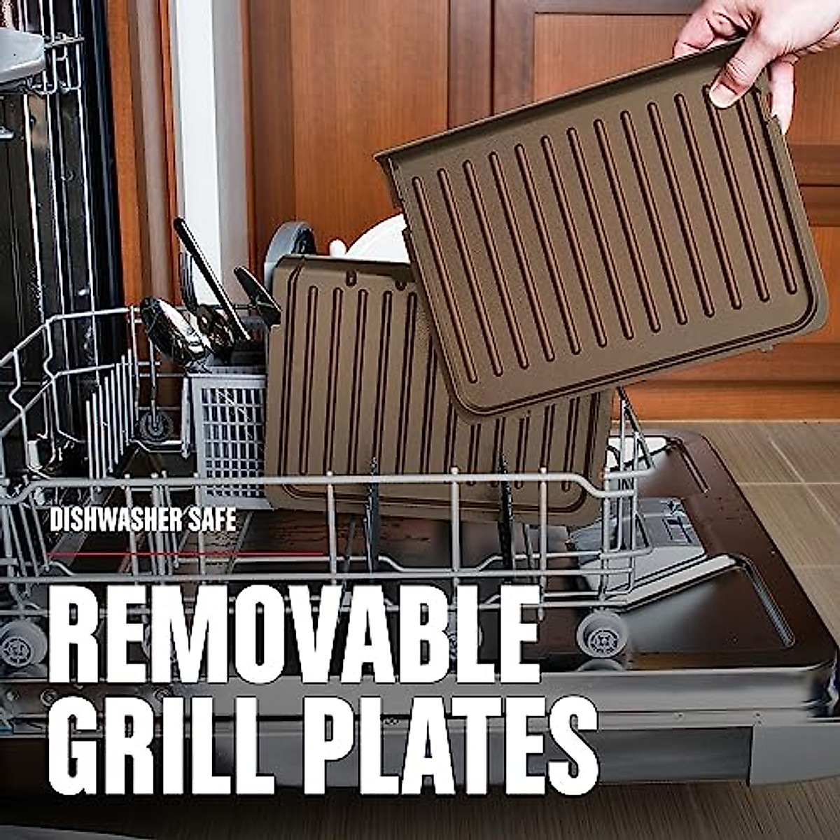 George Foreman 5-Serving Removable Plate Electric Indoor Grill and Panini Press - White Gold with Bronze Plates