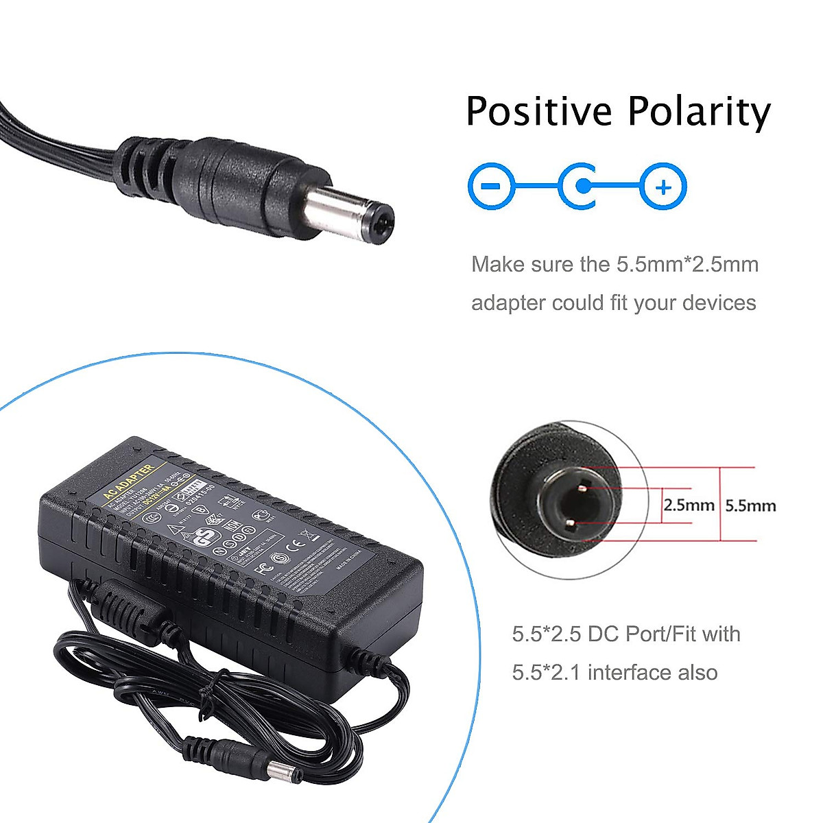 12V 6A Power Supply Adapter - AC Adapter 100-240V 50 60HZ DC 12 Volt 6A 72W Power Converter Transformer Charger 6amp 5.5mm x 2.5mm DC Plug for LED Strips Lighting, Router CCTV Camera COOLM