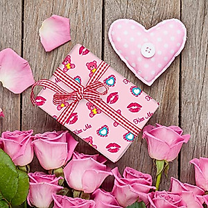 Konsait Valentine's Day Gift Wrapping Paper, 10 Sheets Folded Heart Love Rose Assorted Red Pink Blue Funny Wrap Paper for Kids Wedding Gifts Birthday Party Favors Holiday DIY Crafts Supplies 70X50cm