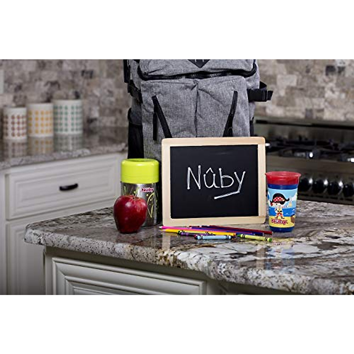 Nuby 360 Degree Easy Sip 3D Grip Wonder Cup with Printed Silicone Sleeve, Purple, Butterfly, 10 Oz