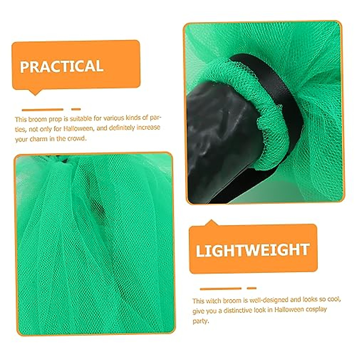 CIYODO Halloween Broom Decoration Root Witch Broom Wizard Brooms Prop Halloween Dress up Broom Cosplay Witch Riding Brooms Witch Altar Broom Witch Party Decor Mesh