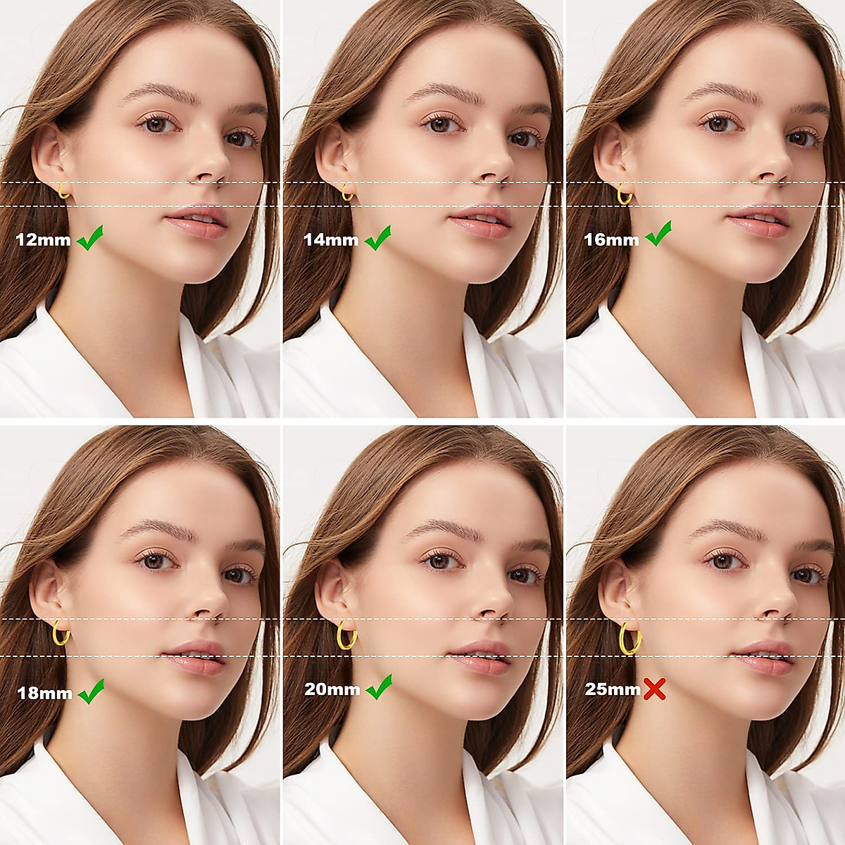 PICKBEAU 5 Pairs Gold Hoop Earrings Set for Women - 14K Gold Plated Hypoallergenic Small Gold Earrings Set Cartilage Helix Huggie Hoop Pack for Women Men 12mm/14mm/16mm/18mm/20mm