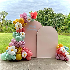 JOGAMS Pastel Daisy Balloon Garland Arch Kit,180Pcs Flower Balloon Arch Kit with Pastel Daisy Balloons for Daisy Theme Birthday Baby Shower Wedding Groovy Party Decorations for Girl