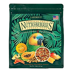 LAFEBER'S Tropical Fruit Nutri-Berries Pet Bird Food, Made with Non-GMO and Human-Grade Ingredients, for Parrots, 3 lb