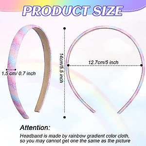 20 Pcs Rainbow Headbands Thin Glitter Sequin Headbands Plain Sweet Hairband Children Head Bands Cloth Headbands Sequin Printed Heart Mermaid Headband Skinny Sparkle Hairband Headband for Girls Toddler