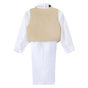 Dressy Daisy Baby Boys Classic Tuxedo White Suit 5 Pcs Set Formal Dress Wear Wedding Outfit with Jacquard Vest Size 18-24 Months
