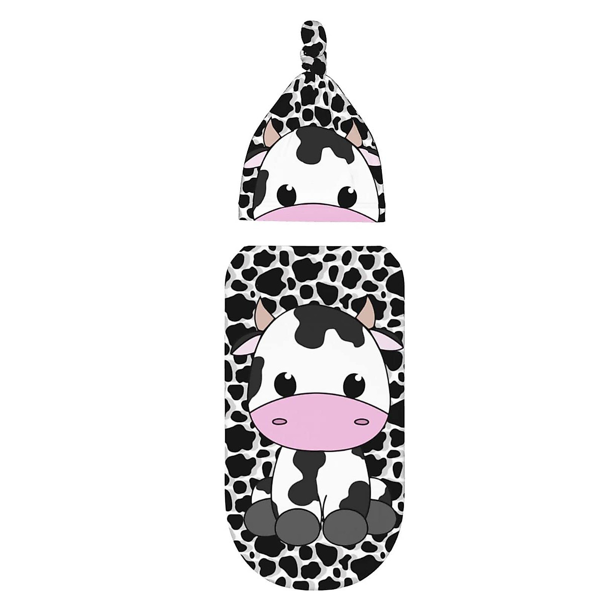 Yiftd Swaddle Blanket Cow Print and Cow Soft Fleece Baby Blanket Newborn Plush Receiving Blanket for Boys Girls Swaddling Wrap Set Sleeping Bag for Toddler Infant