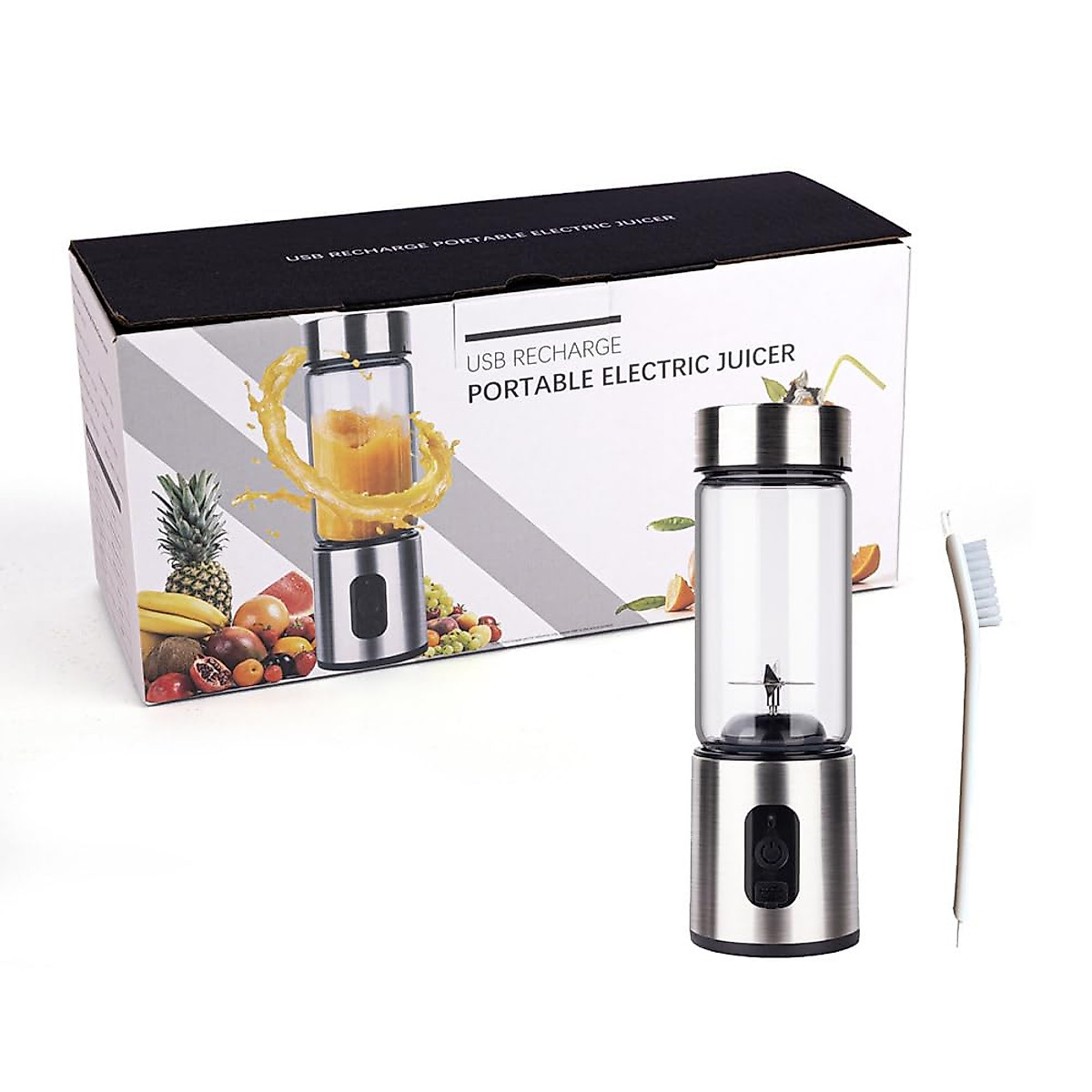 LBIMBIL Portable Blender, 14 Oz Personal Blender For Shakes and Smoothies with 6 Blades, Stainless steel Mini Blender Cup with Travel Lid For Kitchen, Travel, Office, 4000mah Usb Rechargeable