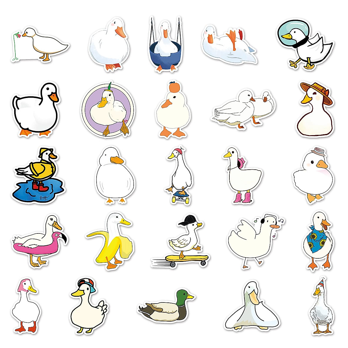 Cute Duck Stickers, 50 Pcs Simulation Cartoon Ducks Vinyl Waterproof Decal,Kids Cognition Sticker Pack for Laptop,Water Bottle,Phone,Desk