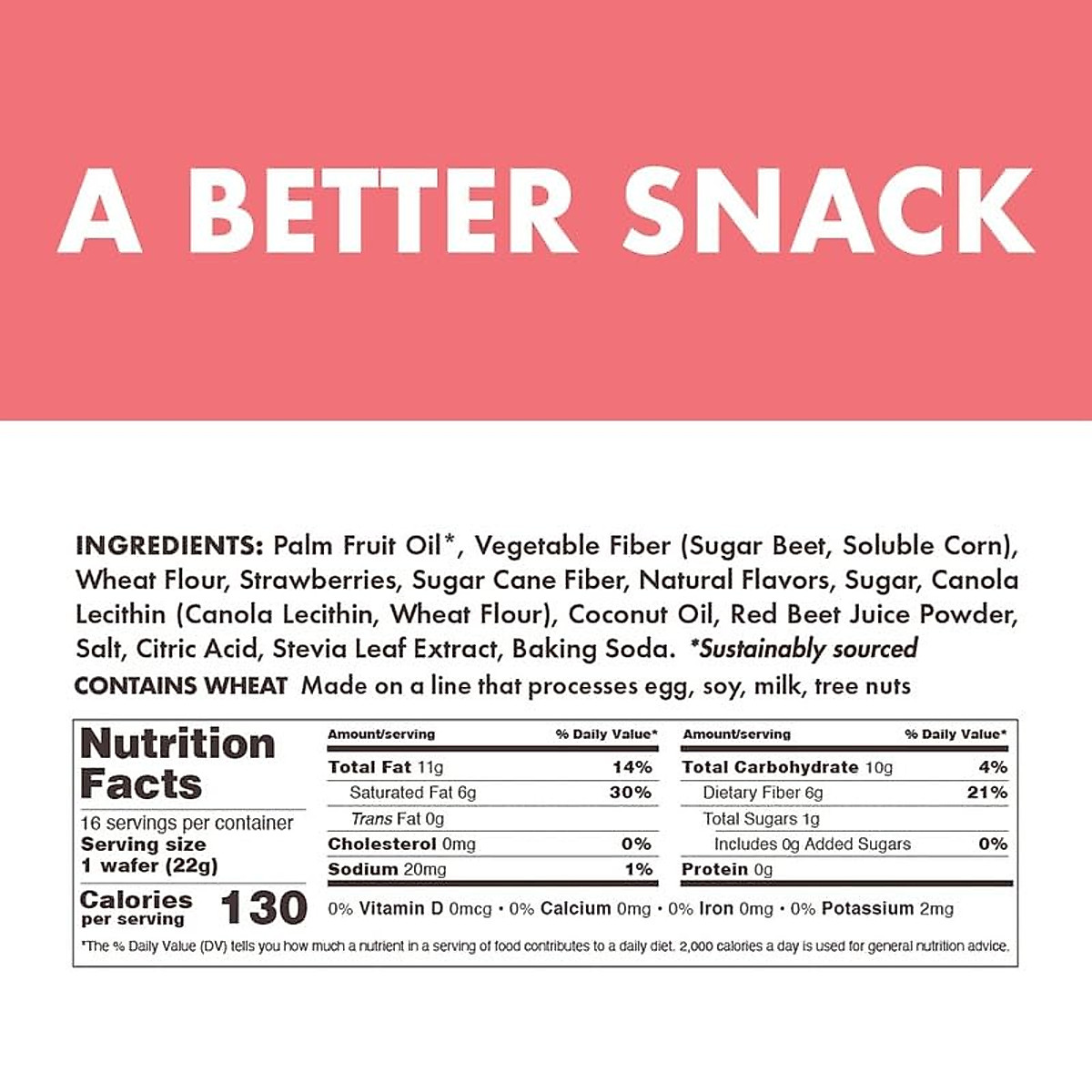 Rip Van Strawberry Keto Wafer Cookies - Healthy Vegan Snacks - Non GMO, Low Sugar (1g), Low Calorie - 16 Count