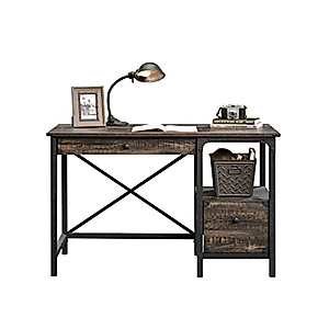Sauder Steel River Desk, L: 47.48" x W: 23.47" x H: 29.53", Carbon Oak Finish