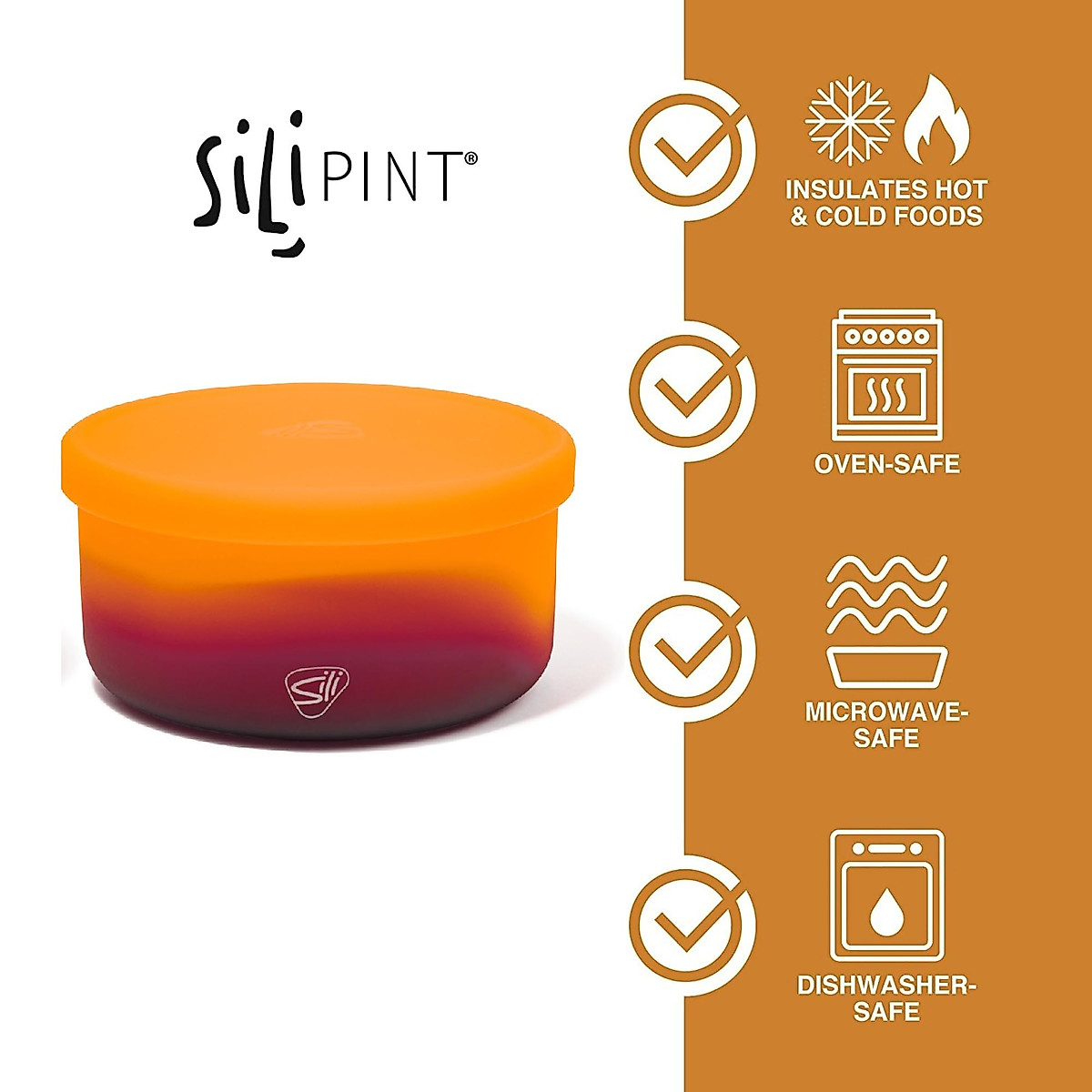 Silipint: Silicone 30oz Lidded Bowls: 2 Pack Sun Storm - Unbreakable, Flexible, Microwave-Oven-Dishwasher, Non-Slip, Sustainable