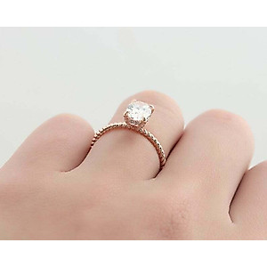 BeBold 1.5ct Oval Cut Simulated Diamond CZ Engagement Ring for Women Twist Rope Style Rose Gold Plated