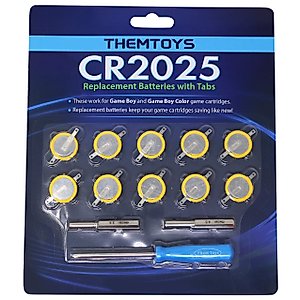 Tabbed CR2025 Batteries 10-pack, 2025 Battery Gameboy Cartridge Battery CR2025 Battery Tabs Solder, Color GBC CR2025 3v Lithium Battery, CR2025 Replacement Battery Gameboy Save Battery, Solder Tabs