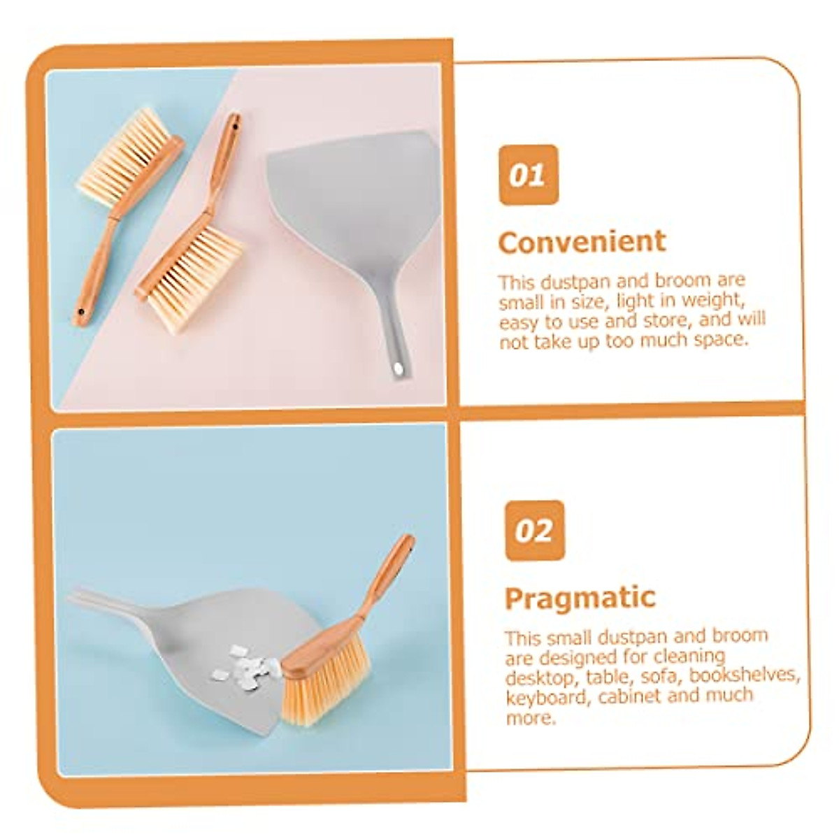 SEWOART 1 Set Desktop Cleaning Kit Broom Indoor Handheld Broom Hand Broom and Dustpan Kits Dust Pan Gray Desk Small Pans Mini Cleaning Brush Small Cleaning Broom and Dustpan Brush Grey