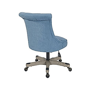 OSP Home Furnishings Hannah Tufted Office Chair with Adjustable Height and Grey Wood Base, Sky Fabric