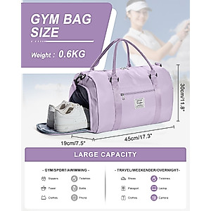 Gym Bag Womens Mens with Shoes Compartment and Wet Pocket Travel Duffel Bag for Women for Plane Sport Gym Tote Bags Swimming Yoga Waterproof Weekend Overnight Bag Carry on Bag Hospital Holdalls