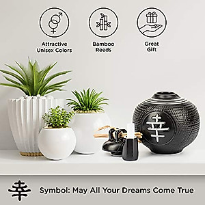 Live Whale Zen Decor Law of Attraction Asian Inspired Wishing Pot, Inspirational Gifts, Gratitude Jar with Scroll, Ceramic Jar with Lid for Daily Affirmations and Blessings, Black 3.5x3.5x4”