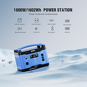 AIVOLT Portable Power Station 800W/892Wh Solar Powered Generator, 3 AC Outlets, 2 USB-C Ports, 2 Fast Charge Ports, Wireless Charging, Solar Generator for Outdoor Camping Hiking, Indoor Backup