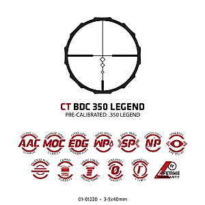 Crimson Trace Brushline Pro 3-9x40mm Riflescope with SFP, BDC 350 Legend Reticle, Lightweight Solid Construction, Scope Caps and Lens Cloth for Hunting, Shooting and Outdoor