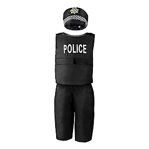 Jeowoqao Boy's Dress Up Costumes Set, Role Play Set 11-pcs Trunk Pirate, Chef, Construction Worker, Policeman Costume Fit Kids Girls Age from 3-6