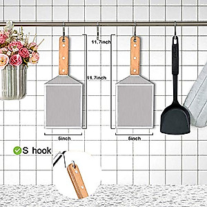 Metal Spatula Set of 2, Leonyo Stainless Steel Griddle Hamburger Spatula, as Barbecue Turner Grilling BBQ Griddle Accessories, Triple Rivets & 2 x S Hook, Heavy Duty & Easy Press, Smash Burgers