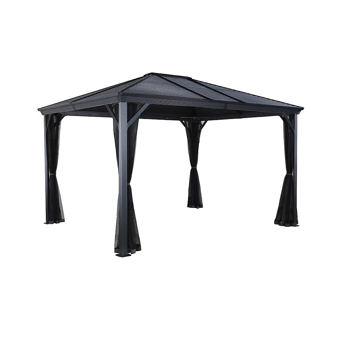 Sojag 10' x 12' Ventura Hardtop Gazebo Outdoor Weather-Resistant Aluminum Frame Sun Shelter Dark Grey