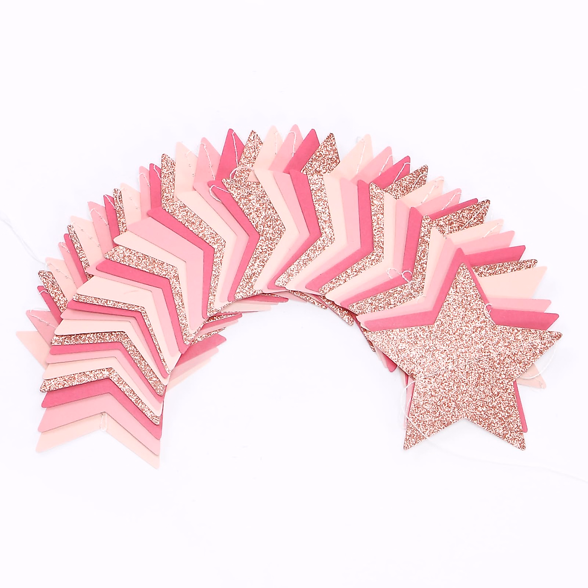 Hot-Pink Rose-Gold Party Decorations Garland - 62ft Twinkle Little Star Hanging Streamers Banner,Birthday Wedding Bridal Baby Shower Bachelorette Engagement Valentines Day Decor Hugtmr