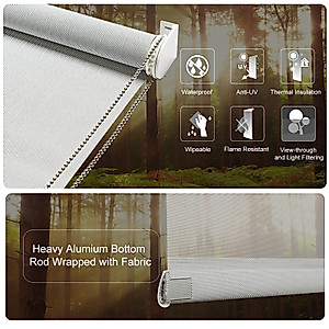 Persilux Solar Roller Shades Light Filtering Roller Blinds for Windows Shades (35" W x 72" H, Grey) Flame Retardant, Semi Sheer Shades for Windows, Home, Office, Easy to Install