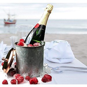 Galrose Galvanized Iron Insulated Ice Bucket – Rose Gold Lid, 2 Liter Stainless Steel Double Wall 5.5" x 6” Rustic Wine Chiller or Champagne Bucket. Unique 6th Iron Anniversary or Birthday Gift