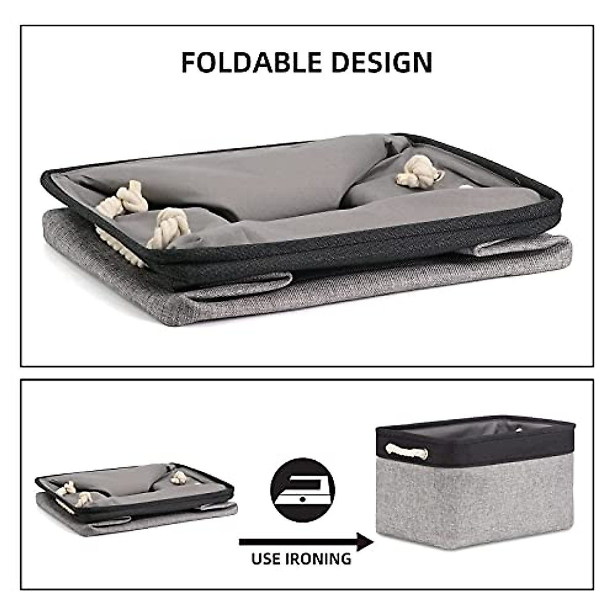 Bidtakay Baskets Set Fabric Storage Bins-Black&Grey Bundled Baskets of 3 Medium Baskets 15" X 11" X 9.5" + 6 Small Baskets 11.8" X 7.8" X 5"