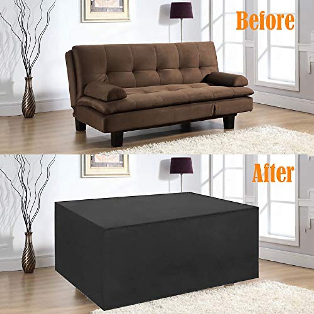 XYXH Garden Furniture Covers Waterproof 42"x42"x28", Rectangle Patio Furniture Cover, Outdoor Table and Chair Set Covers, Dust Resistant Windproof Tear-Resistant Oxford Fabric Snowproof