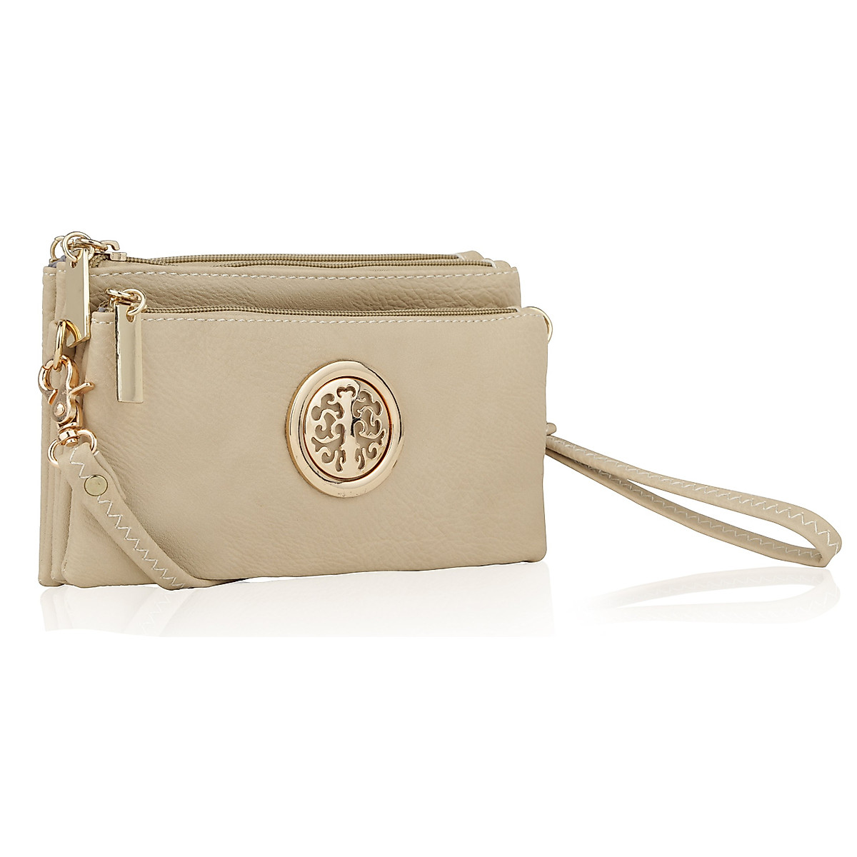 Mia K Collection Crossbody Bags for Women Handbag, PU Leather Crossover, Small Shoulder Side Wallet Gold