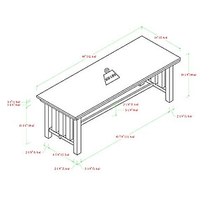 Walker Edison 3 Person Wood Dining Bench Armless Kitchen Table Set Dining Chairs, 60 Inch, Brown