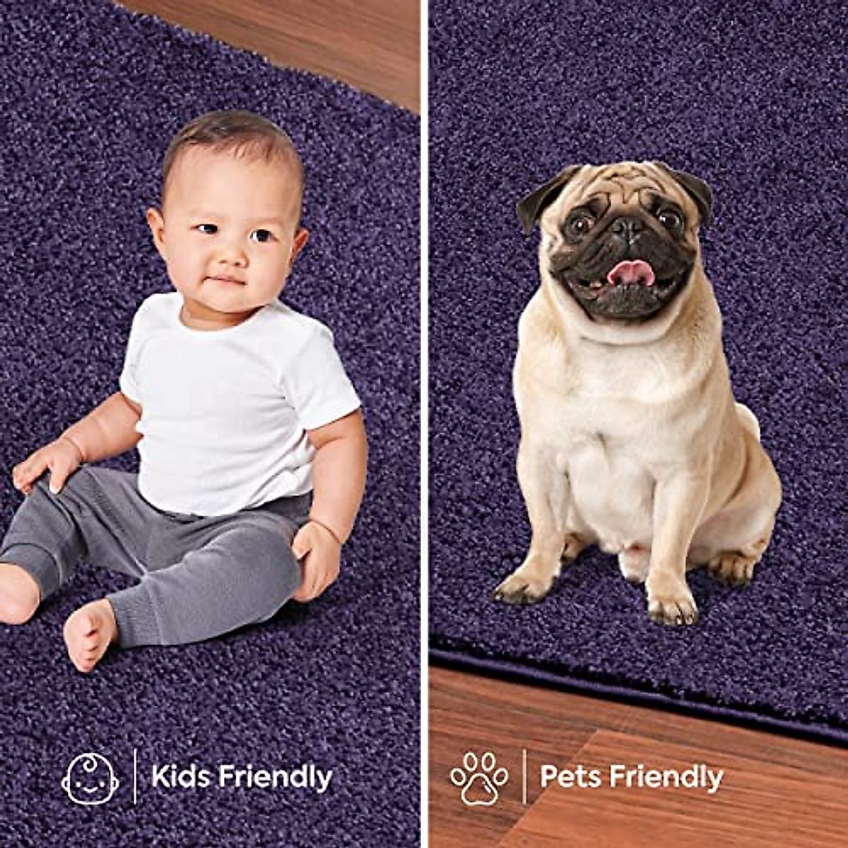 Furnish my Place Modern Plush Solid Color Rug - Purple, 2' x 12', Runner, Pet and Kids Friendly Rug. Made in USA, Area Rugs Great for Kids, Pets, Event, Wedding