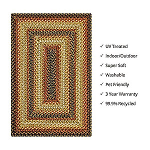 Homespice San Antonio Pure Comfort Braided Area Rug, 4 x 6' Rectangular Multi Color, Soft Underfoot Remarkable Designs Lightweight, Farmhouse, Country Style - 30 Day Risk Free Purchase