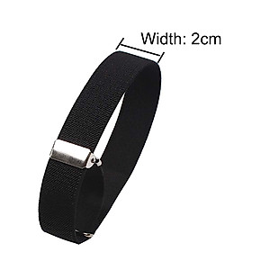 6 Pieces (3 Pairs) Unisex Elastic Adjustable Armbands Anti-Slip Shirt Sleeve Holders Adjustable Arm Shirt Garters Hold Up Sleeve Garters Elastic Armbands, Black, Wine-red, Blue with Beige Edge