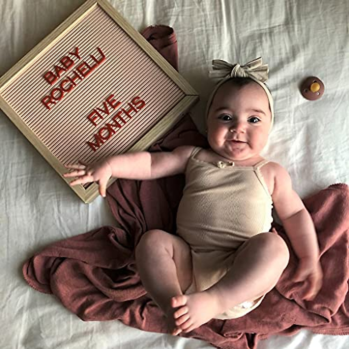 Ely's & Co. Bow Headband Set for Baby Girl 0-12 Months (Blush Pink, Tan & Ivory, 3 Pack)