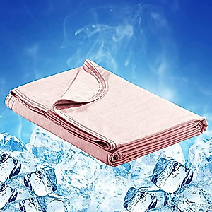Cooling Weighted Blanket 59 X 79in Queen Sized Blanket, Japanese Q-Max 0.4 Technology Mica Nylon with Cooling Fibers Material Blanket for Adults, Children, Babies. Keep Cooling in Summer Night-Pink