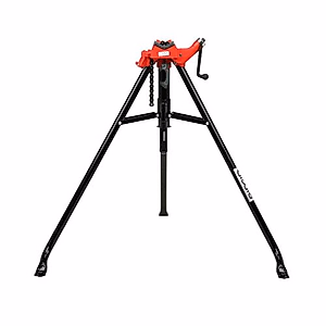 RIDGID 36278 Model 460-12 Portable TriStand Chain Vise with Integrated Folding Legs and Tool Tray, 1/8" to 12" Pipe Capacity