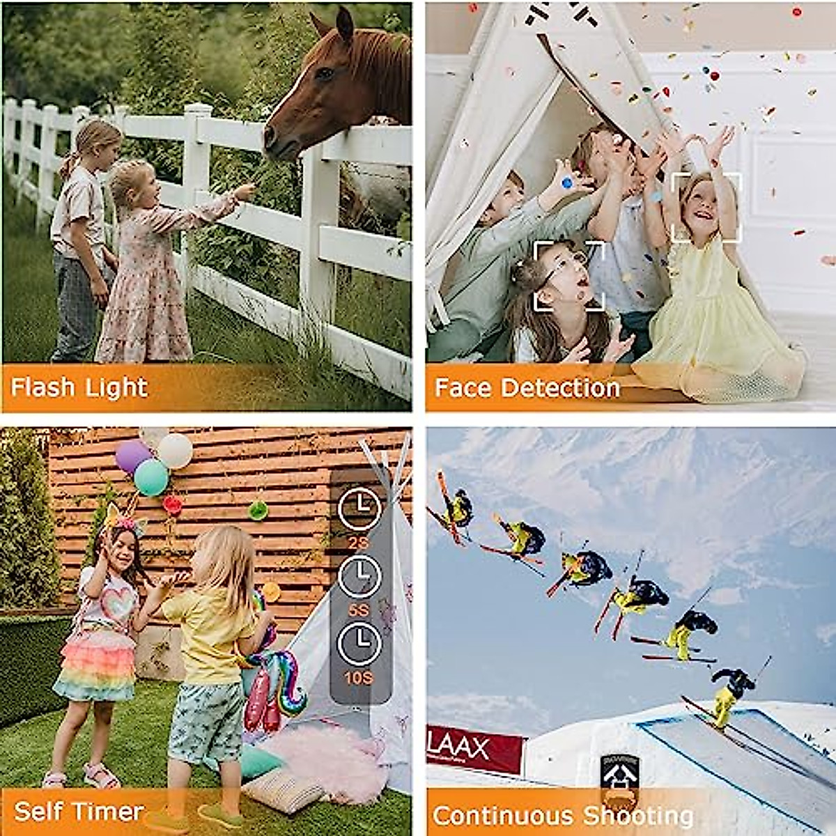 ordine Digital Camera, 4K Kids Camera with 32GB SD Card Autofocus, 50MP Compact Video Camera 16X Digital Zoom Vlogging Camera for Kids Students Teens (Black), (DC504K)