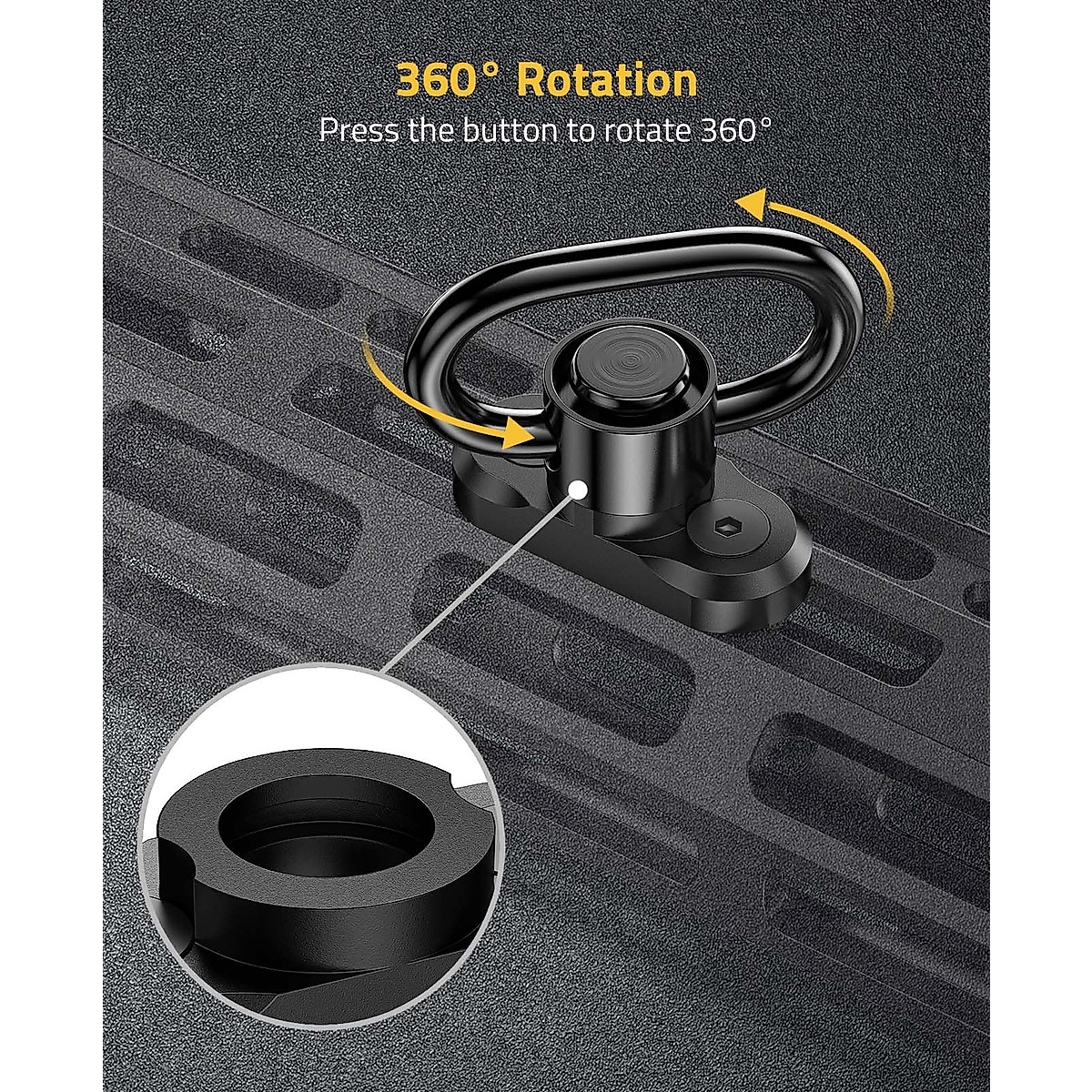 CVLIFE Qd Sling Mount 1.25" Sling Swivel 2-Pack for Two Point Sling (2 Pack 360° Rotation Sling Mount)