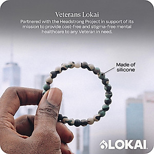 Lokai Silicone Beaded Bracelet for Veterans Awareness - Medium, 6.5 Inch Circumference - Jewelry Fashion Bracelet Slides-On for Comfortable Fit - Veterans Awareness Bracelet for Men, Women & Kids