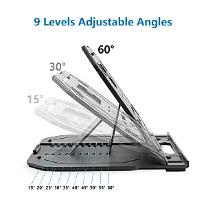 Drawing Tablet Stand, Laptop Stand, Foldable Stand for Pen Tablet Display, 9 Levels Adjustable Angles with a Built-in Phone Holder, for 12-17 inch Drawing Tablet, MacBook, Laptop, iPad, Book, Phone