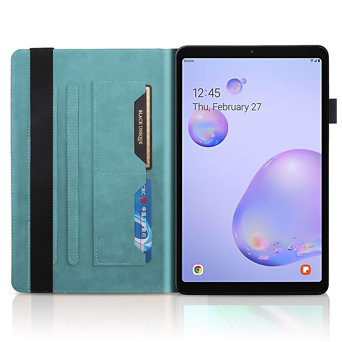 Case for Samsung Galaxy Tab A 8.0 Case 2019 Model SM-T290 /T295 Premium PU Leather Flip Wallet Cover Folio Stand Shell with Pencil Holder Card Pockets for Galaxy Tab A 8.0 inch Tablet - Turquoise