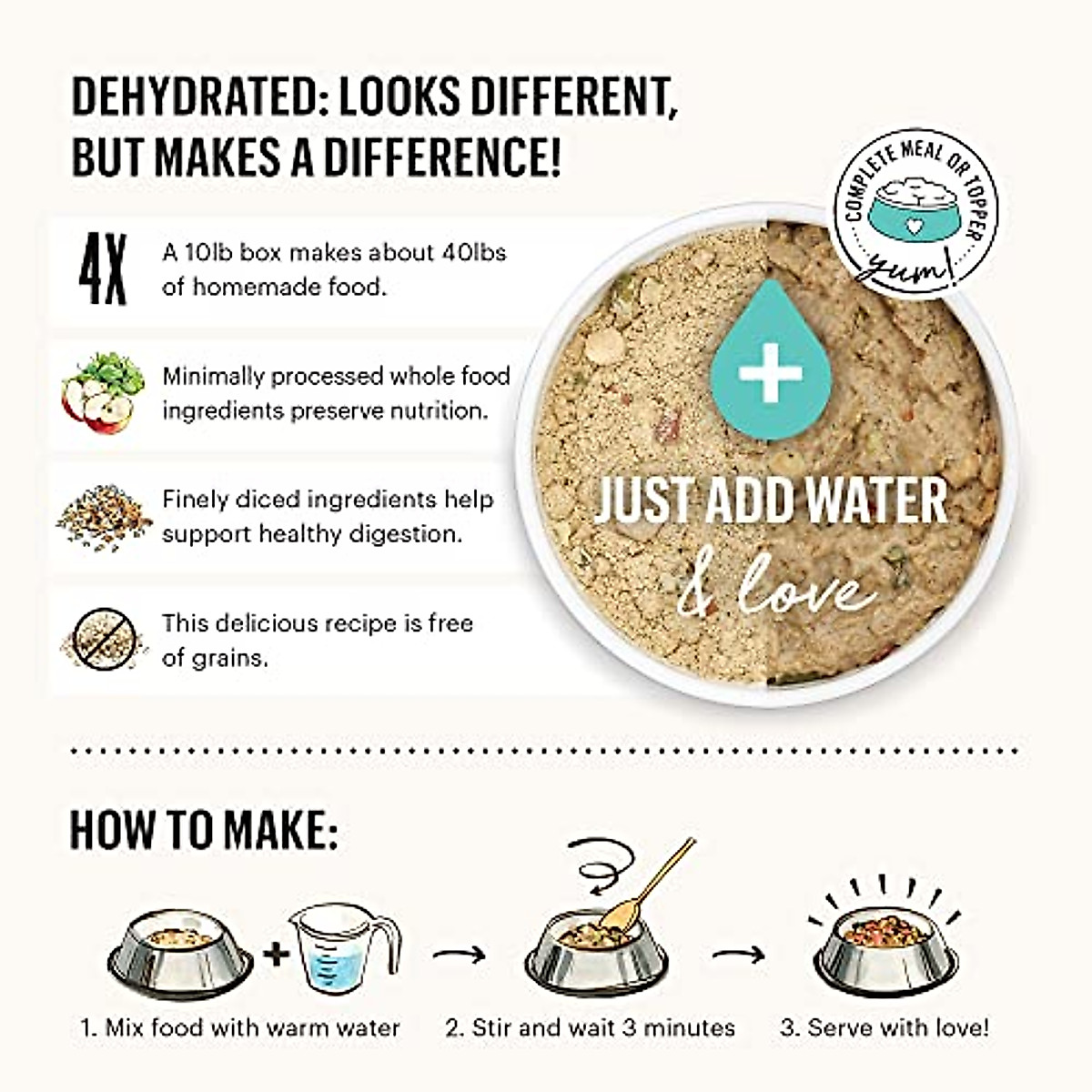 The Honest Kitchen Dehydrated Limited Ingredient Dog Food – Complete Meal or Dog Food Topper – Fish 10 lb (makes 40 lbs)