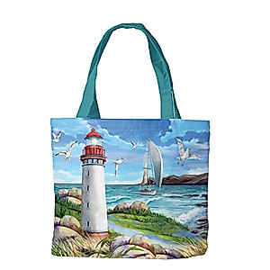 Briarwood Lane Coastal Lighthouse Summer Canvas Tote Bag 14.5" x 15"