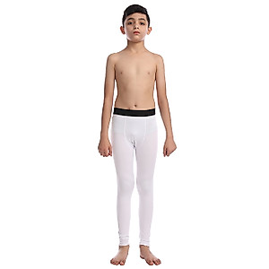 CVVTEE Boys Athletic Base Layer Compression Underwear Set 2pcs Thermal Long John for Kids (10(Height:51.18"-55.12"), White)