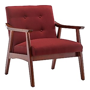 Convenience Concepts Take a Seat Natalie Accent Chair, 28.5" L x 27.5" W x 31" H, Garnet Red Fabric/Espresso